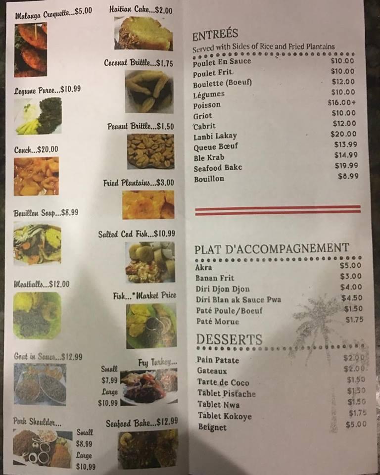 Menu at Cafe Creole Caribbean Spice Restaurant, Port Charlotte