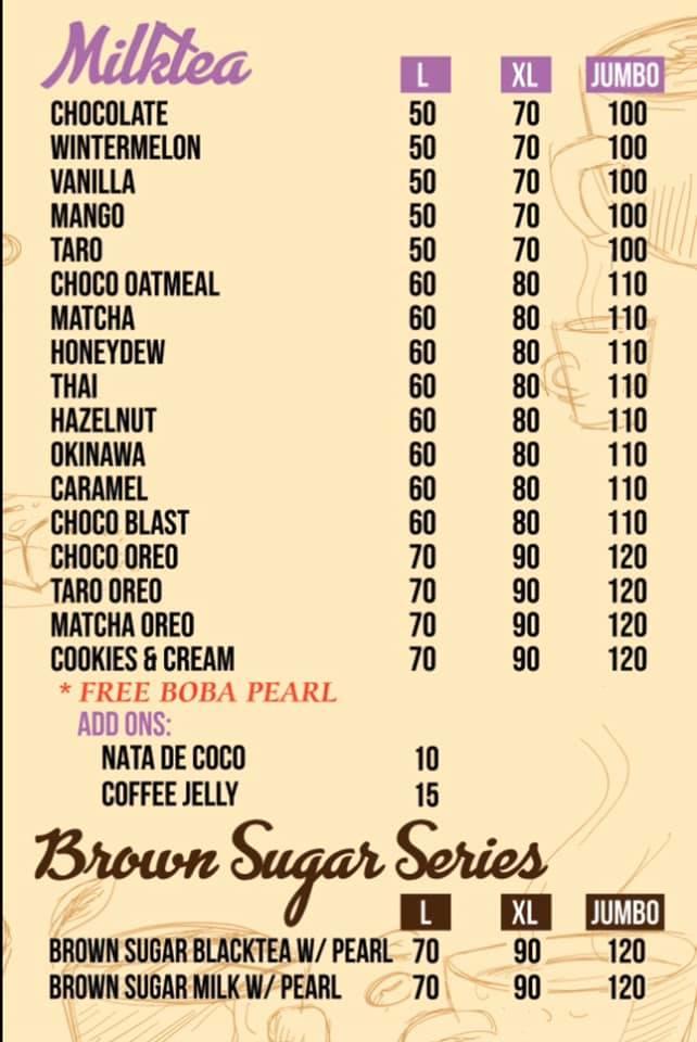 Menu at Caffeine Hub cafe, Lingayen