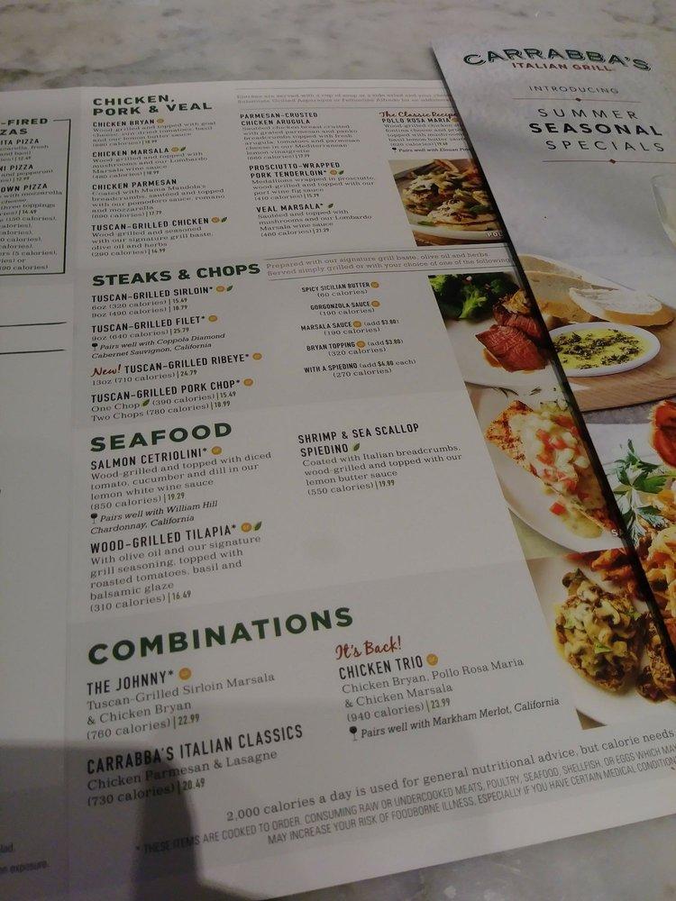 Menu at Carrabba's Italian Grill restaurant, Winchester, 231 Kernstown ...