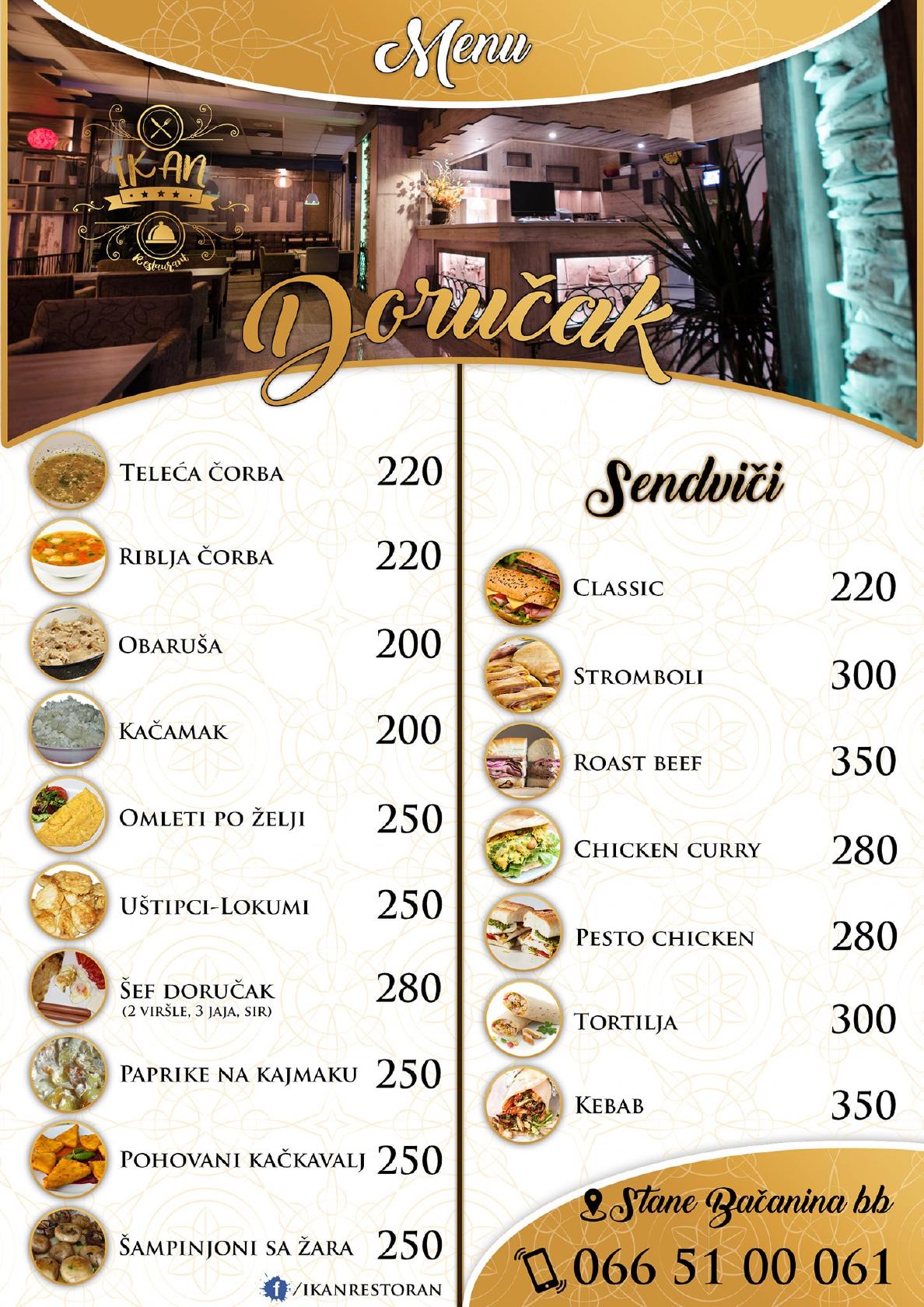Menu at IKAN restoran restaurant, Novi Pazar