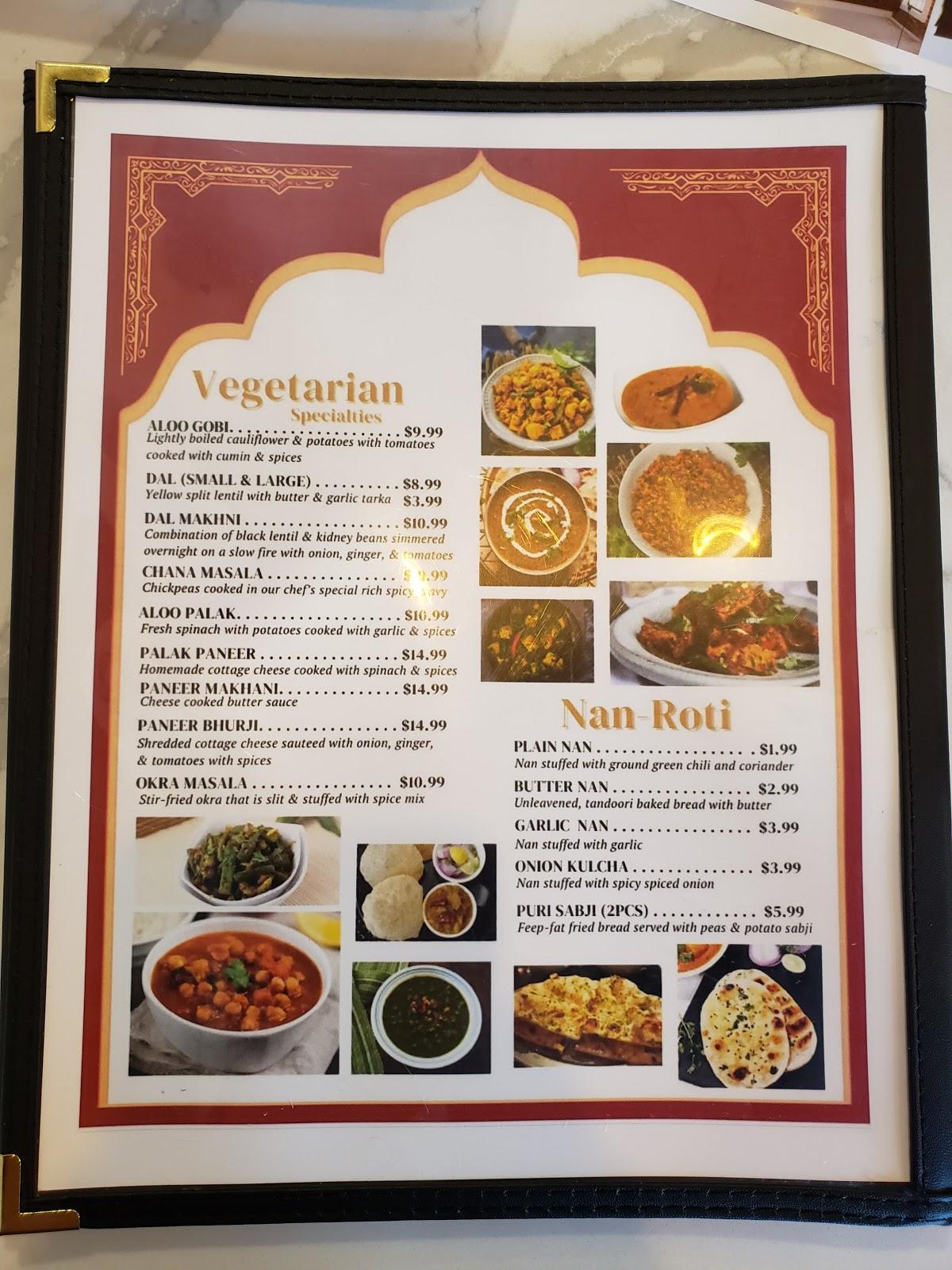 Menu at Taste of Nepal restaurant, Saint Paul