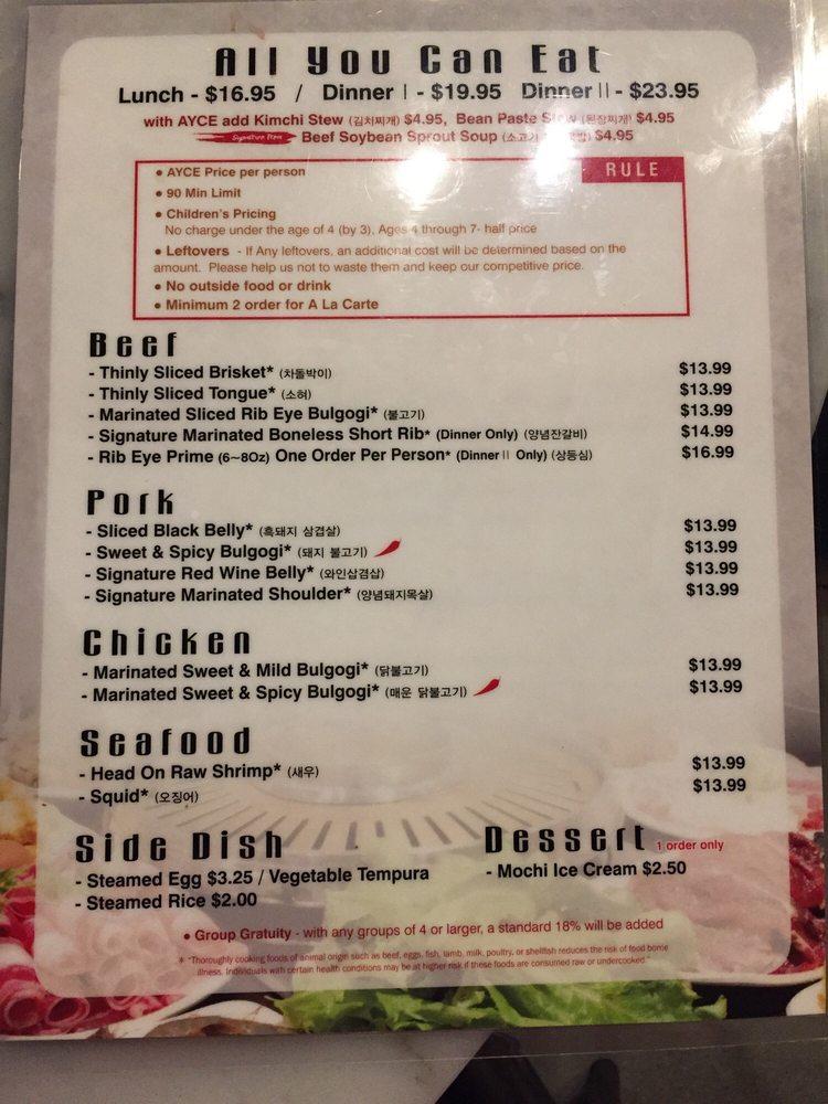 Menu at Doh Korean BBQ (Rainbow), Las Vegas, S Rainbow Blvd
