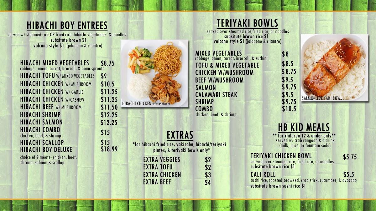 Menu at Hibachi Boy restaurant, St. Peters