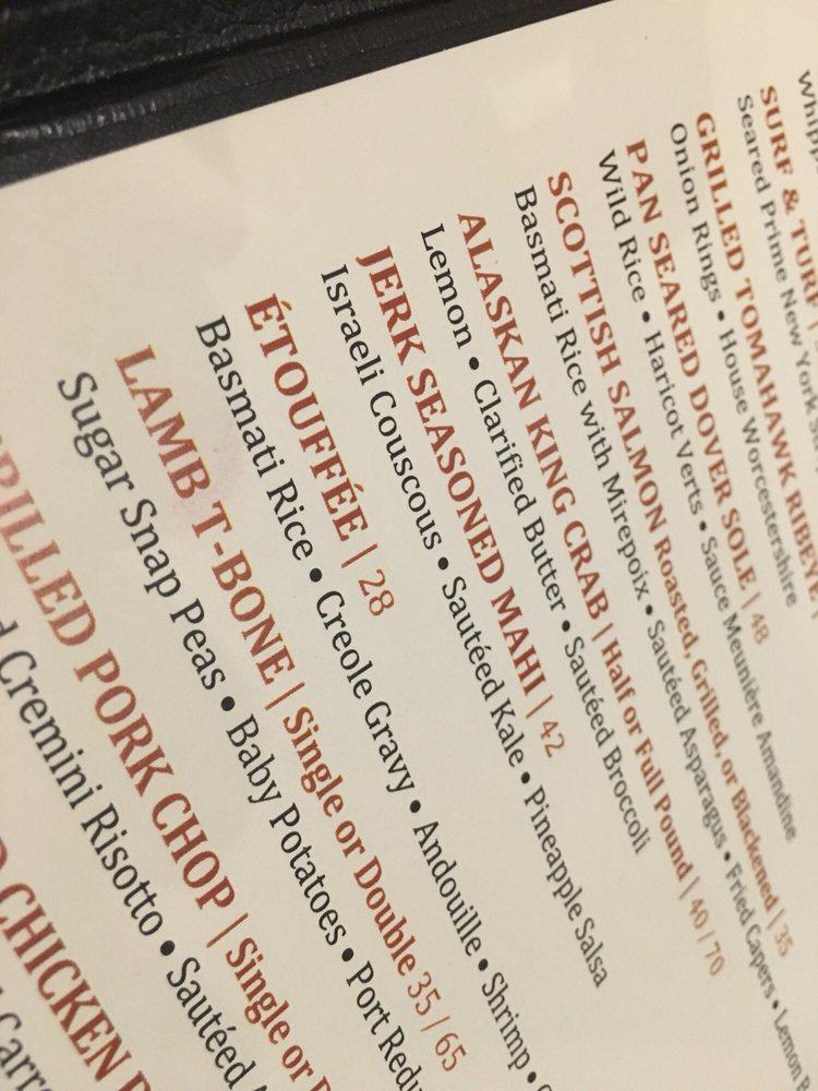 Menu at Cache Restaurant, Little Rock