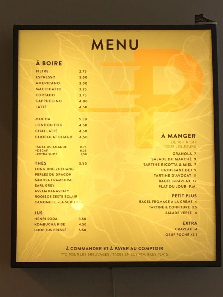 Menu at Café Pista, Montreal, 500 Rue Beaubien E