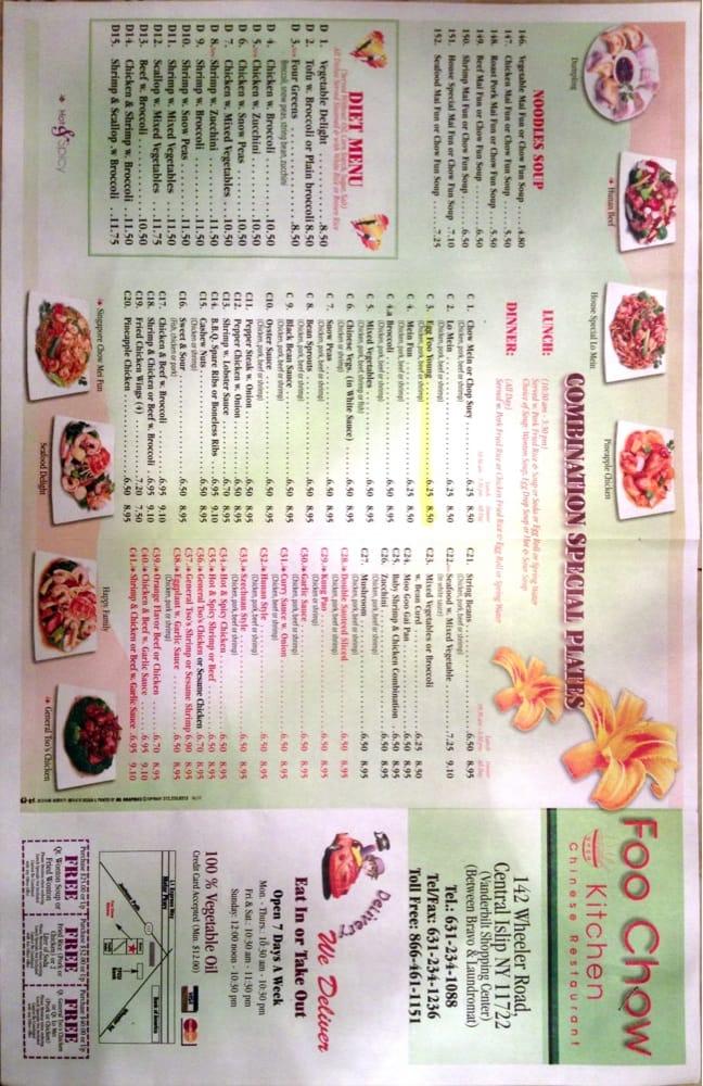 Menu at Foo Chow Kitchen restaurant, Central Islip
