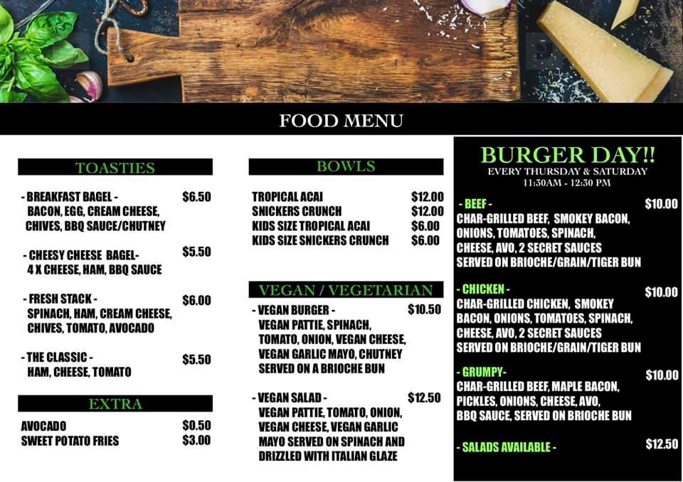 Menu at Grumpy & Lovely Cafe, Tingalpa