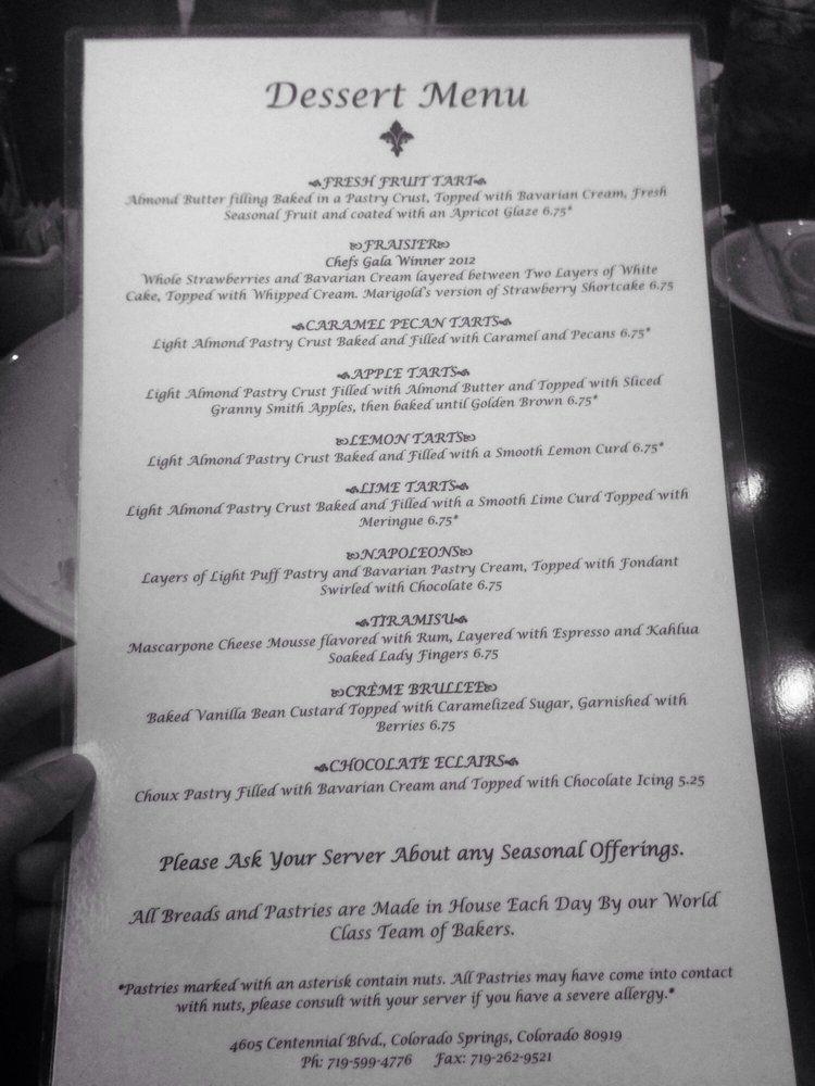 Menu at Marigold Cafe & Bakery, Colorado Springs