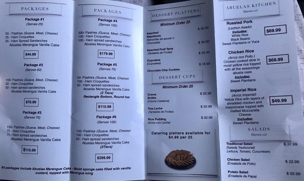 Menu at Party Cake Bakery, Cutler Bay