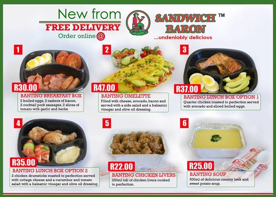 Menu at Sandwich Baron Fourways, Sandton