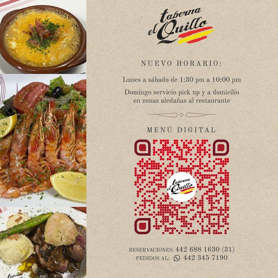 Carta del restaurante Taberna El Quillo, Santiago del Querétaro