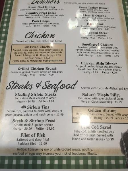 Menu at Harding's Family Restaurant, Charleston