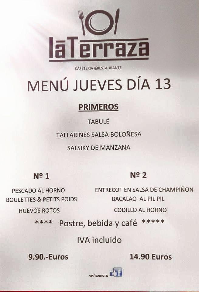 Carta de La Terraza Cafetería & Restaurante, Paterna