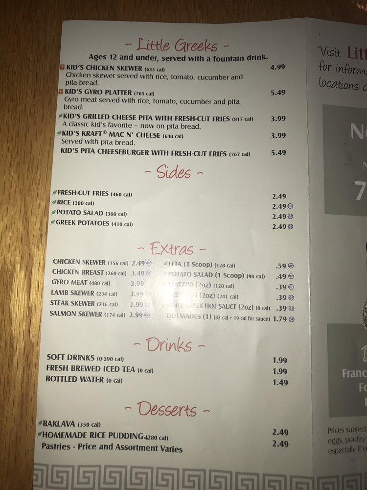 Menu at Little Greek Fresh Grill restaurant, New Port Richey, Little Rd