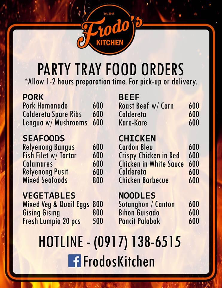 Menu at Frodo's Kitchen pub & bar, Cabanatuan City