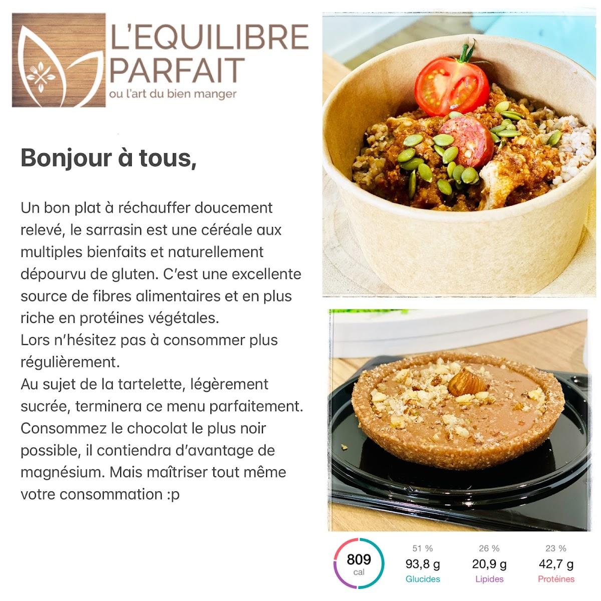 Menu au L'EQUILIBRE PARFAIT restaurant, Ferrière-la-Grande