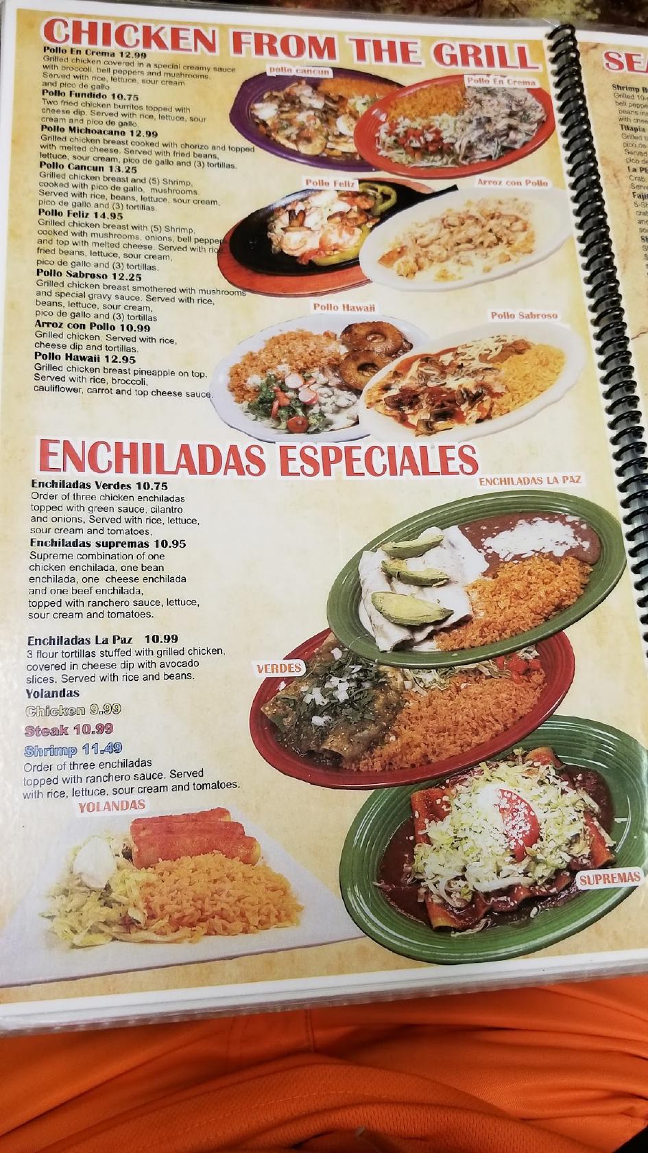 Menu at Las Flores restaurant, Rockwell City
