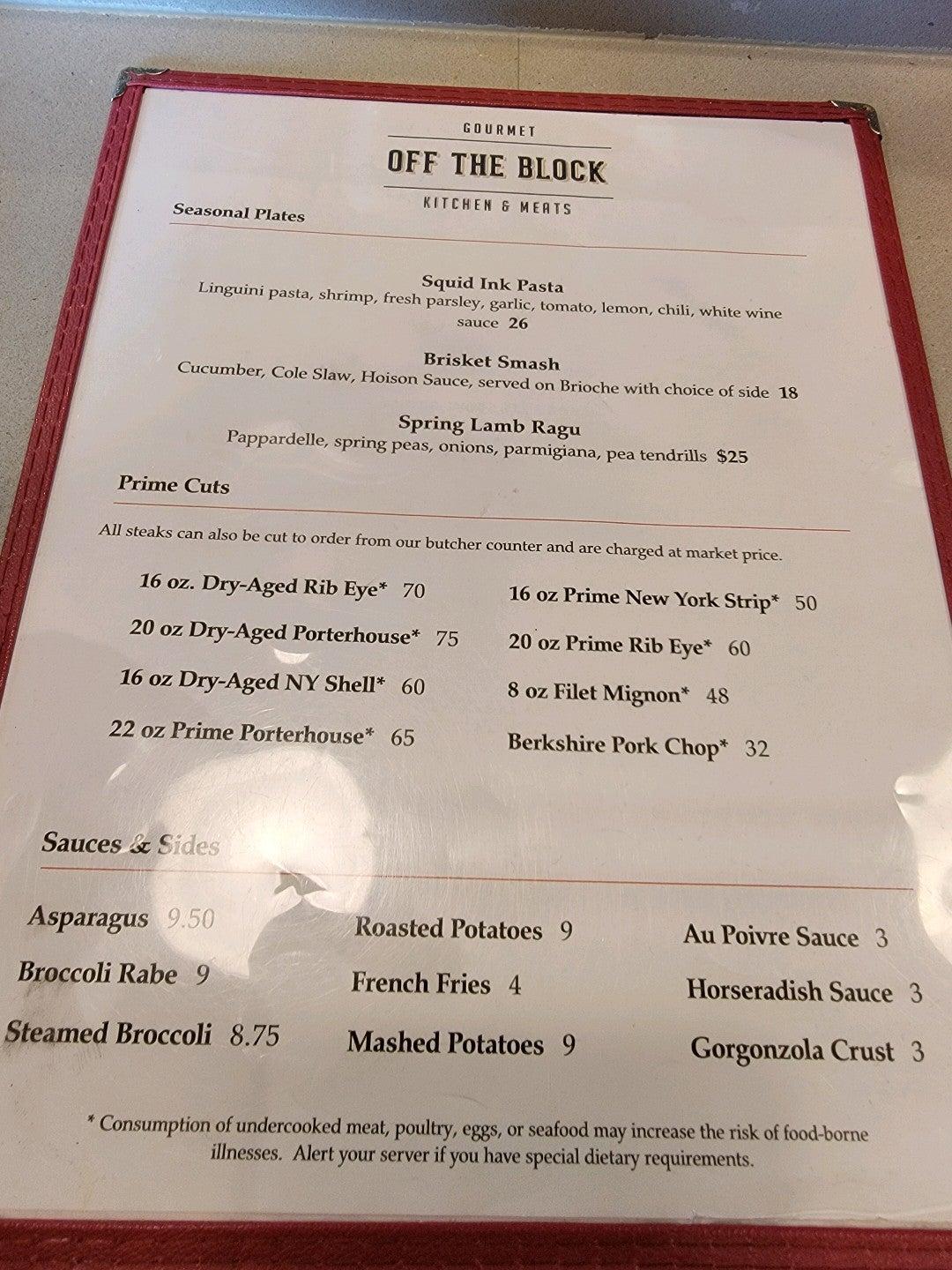 Menu at Off The Block Kitchen & Meats restaurant, Sayville