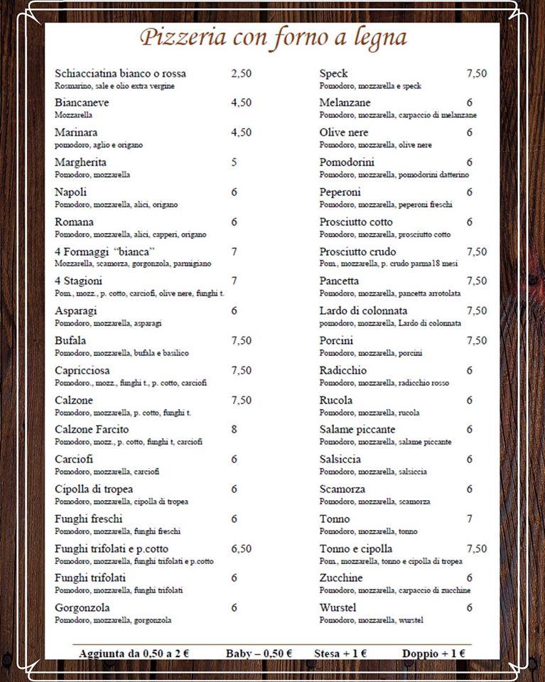 Menu da Osteria Trattoria al Cenacolo pizzeria, Cesenatico