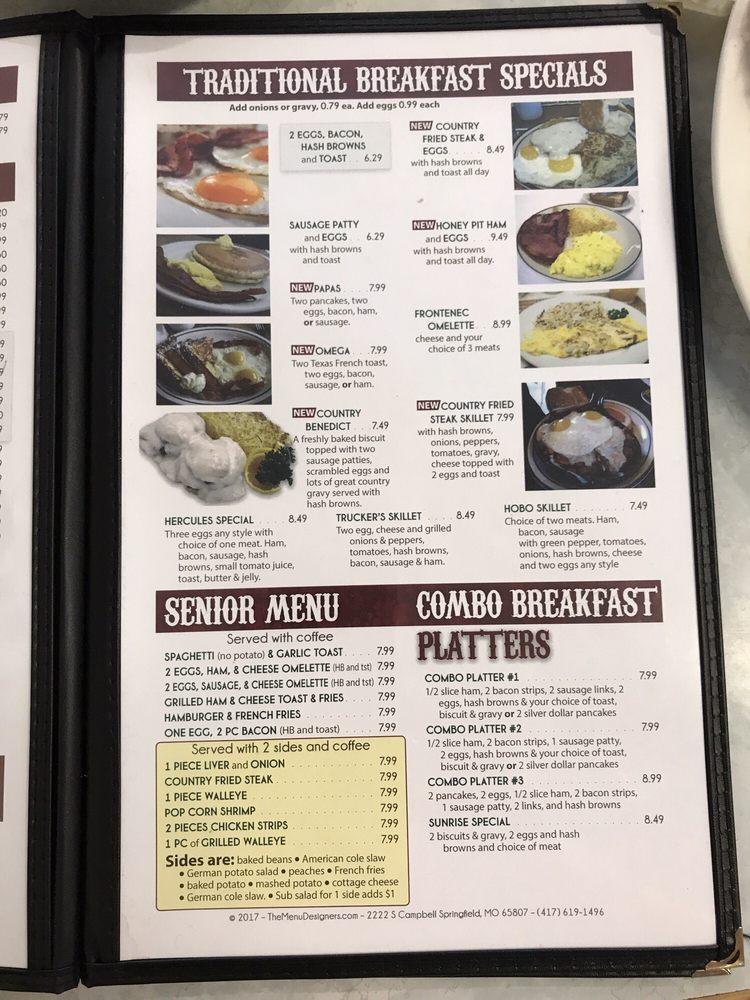 Menu at Farmhouse Cafe, Frontenac