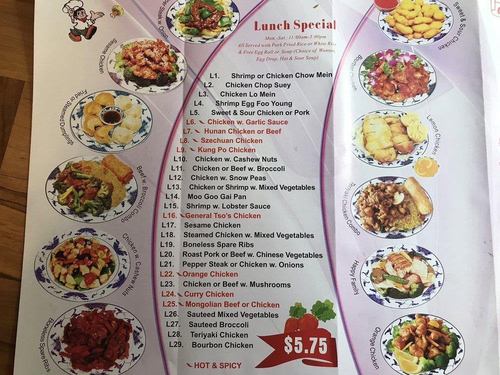 Menu at Happy Dragon restaurant, Pendleton