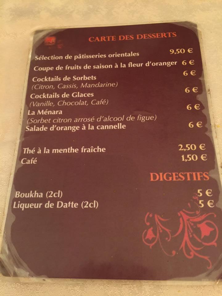 Menu au Le Ksar restaurant, Toulouse