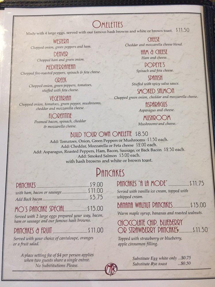 Menu at Mo's Family Restaurant, Oakville