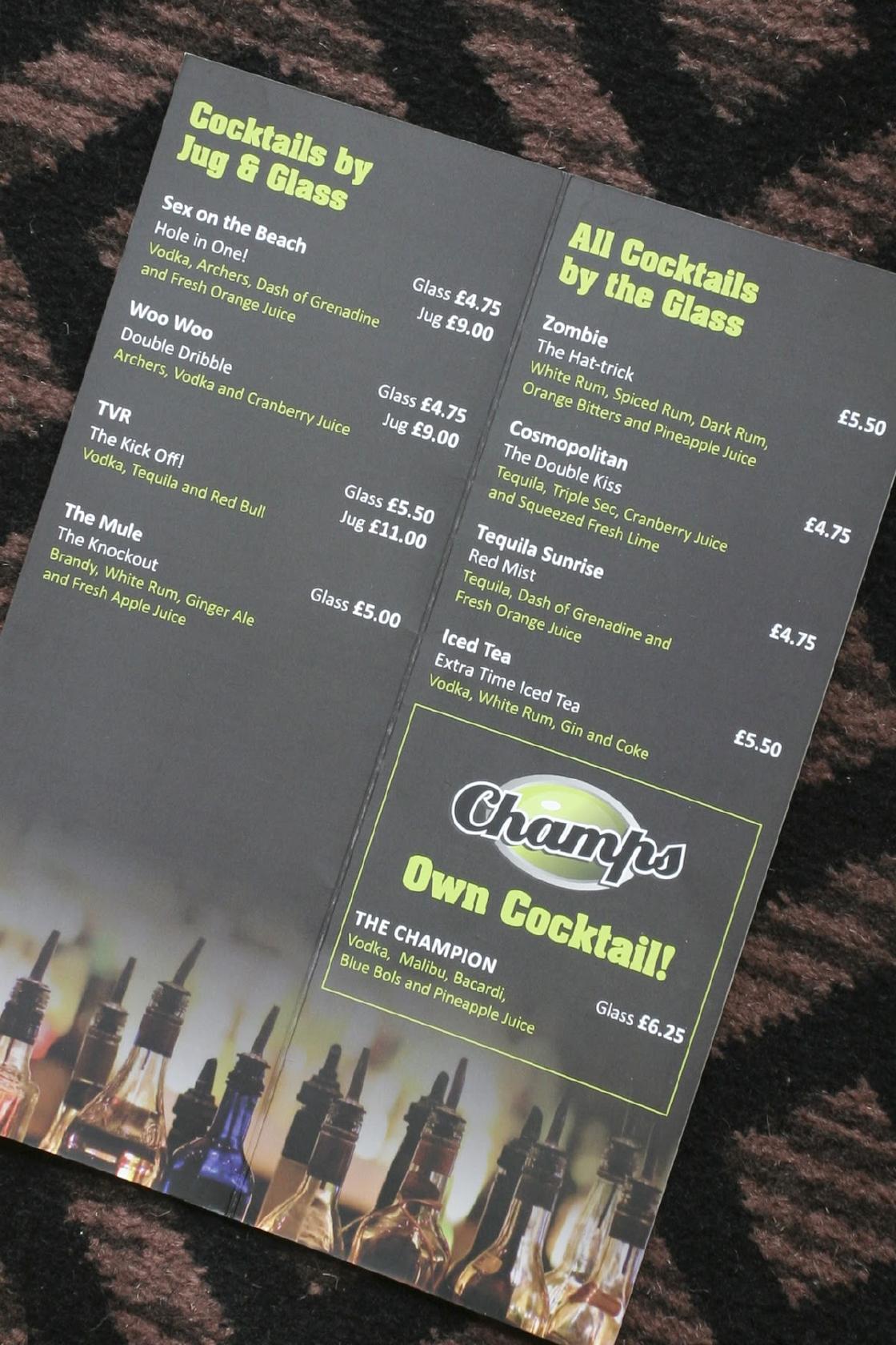 Menu at Champs Sports Bar & Grill, Sheffield, 255 Ecclesall Rd