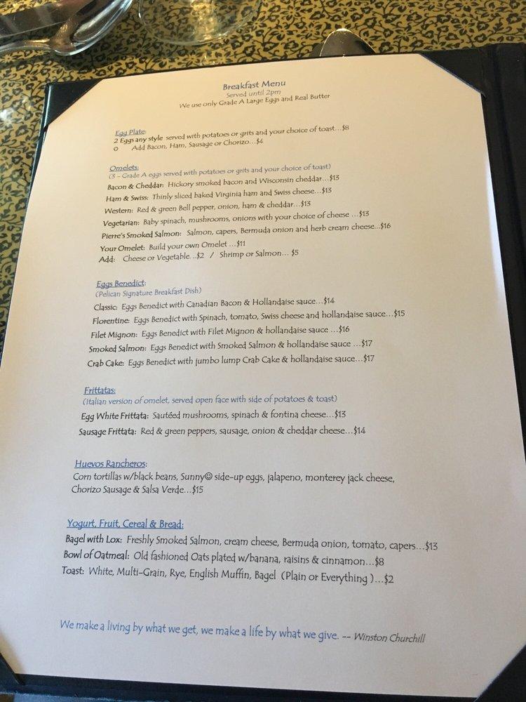 Menu at Pelican cafe, Lake Park