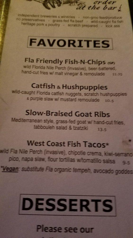 Menu at Mermaid Tavern pub & bar, Tampa