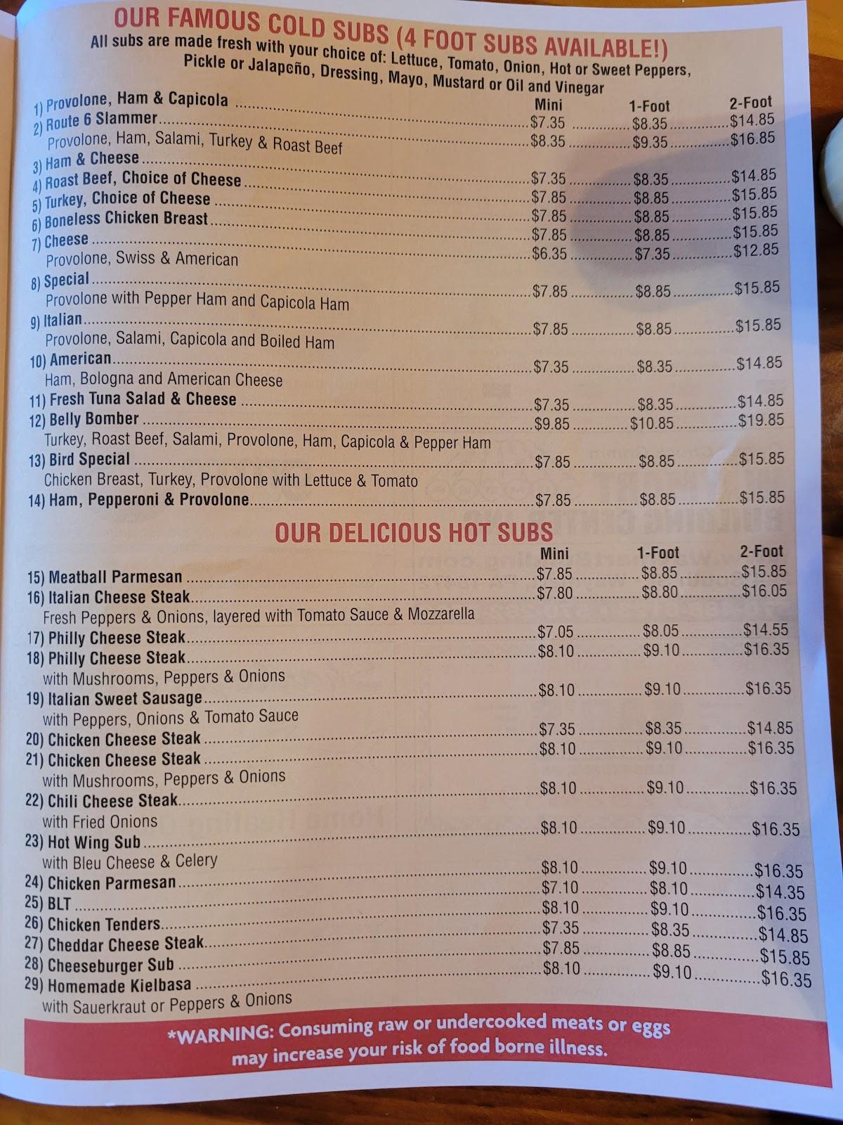 Menu at The Waymart Deli restaurant, Waymart, 618 Roosevelt Hwy