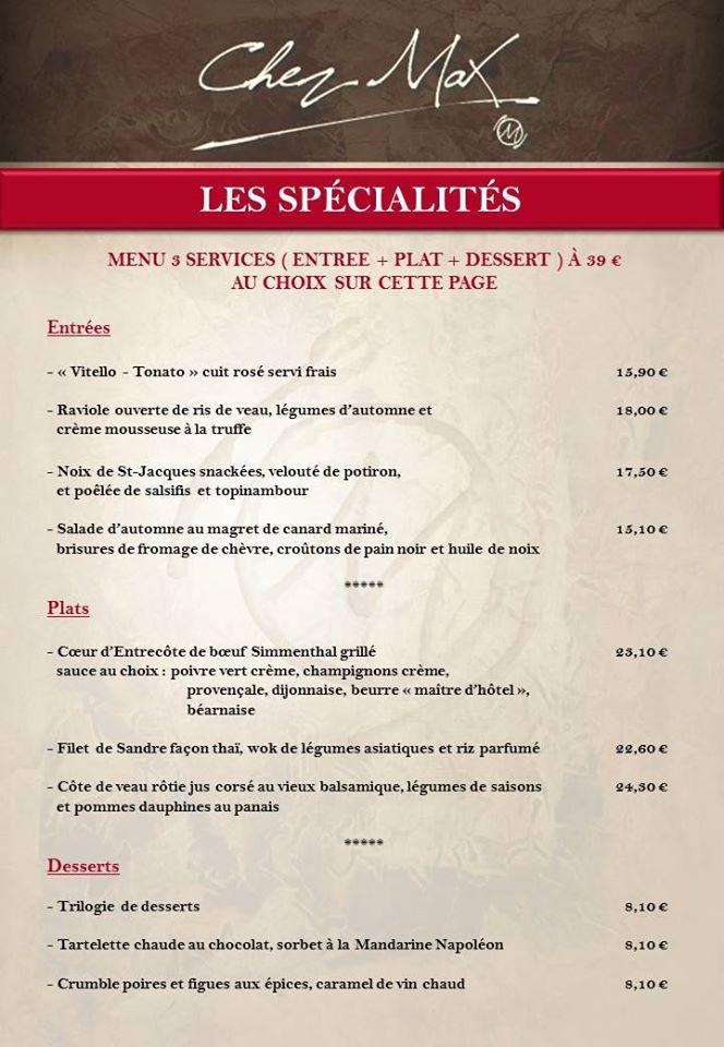 Speisekarte von Bei Max restaurant, Weiswampach