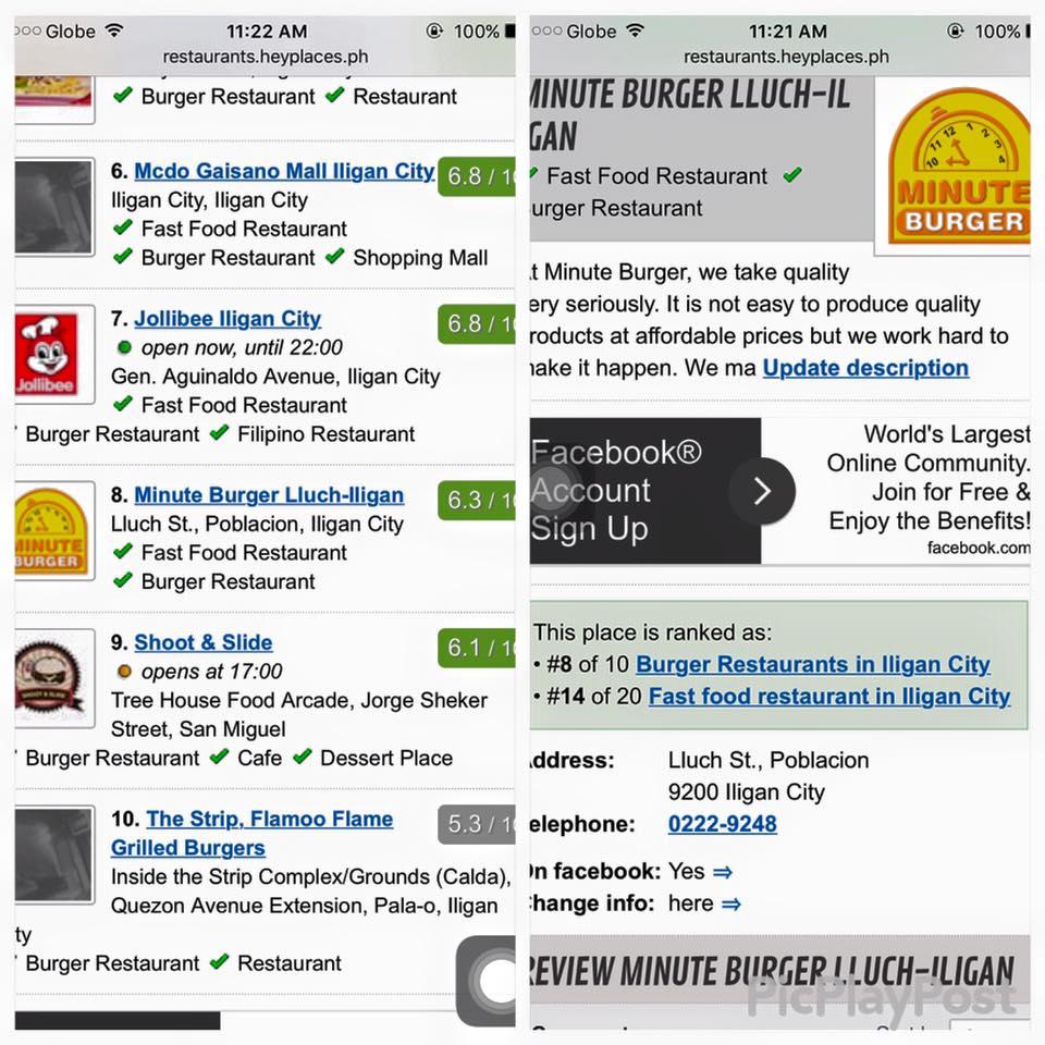 Menu at Minute Burger pub & bar, Iligan City, Lluch St