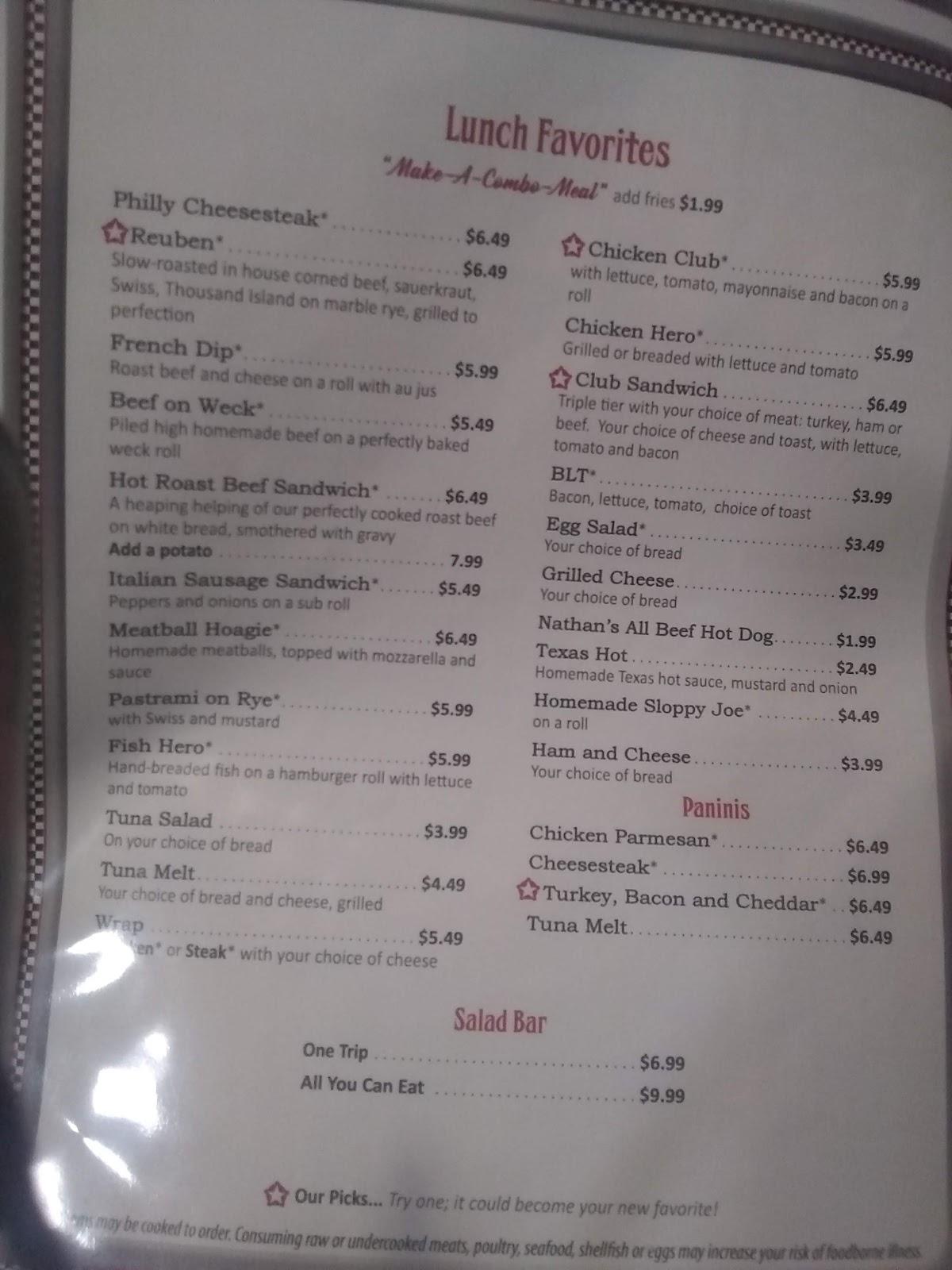 Menu at The Little Red Diner restaurant, Port Allegany