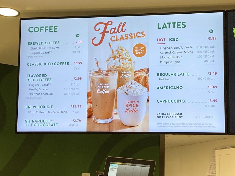 Menu at Krispy Kreme desserts, New York City, 319 W 125th St