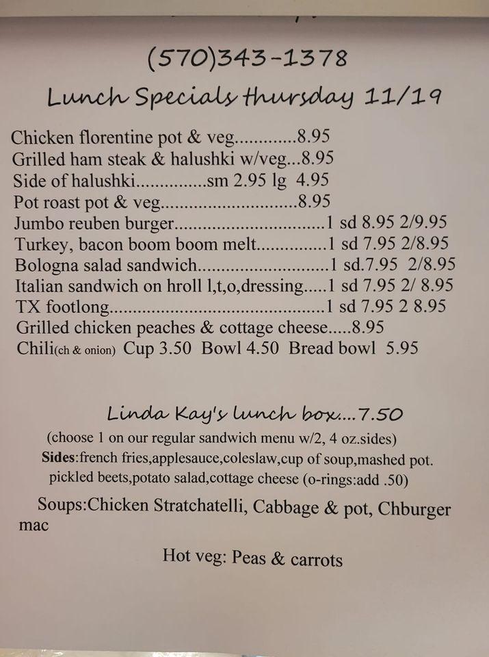 Menu at Linda Kay's Ole Green Ridge Diner restaurant, Scranton ...