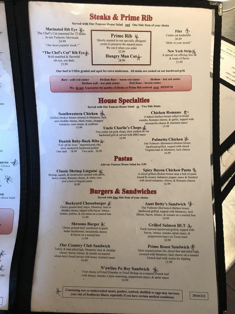 Menu at Percy & Willies restaurant, Florence, 130 Dunbarton Dr