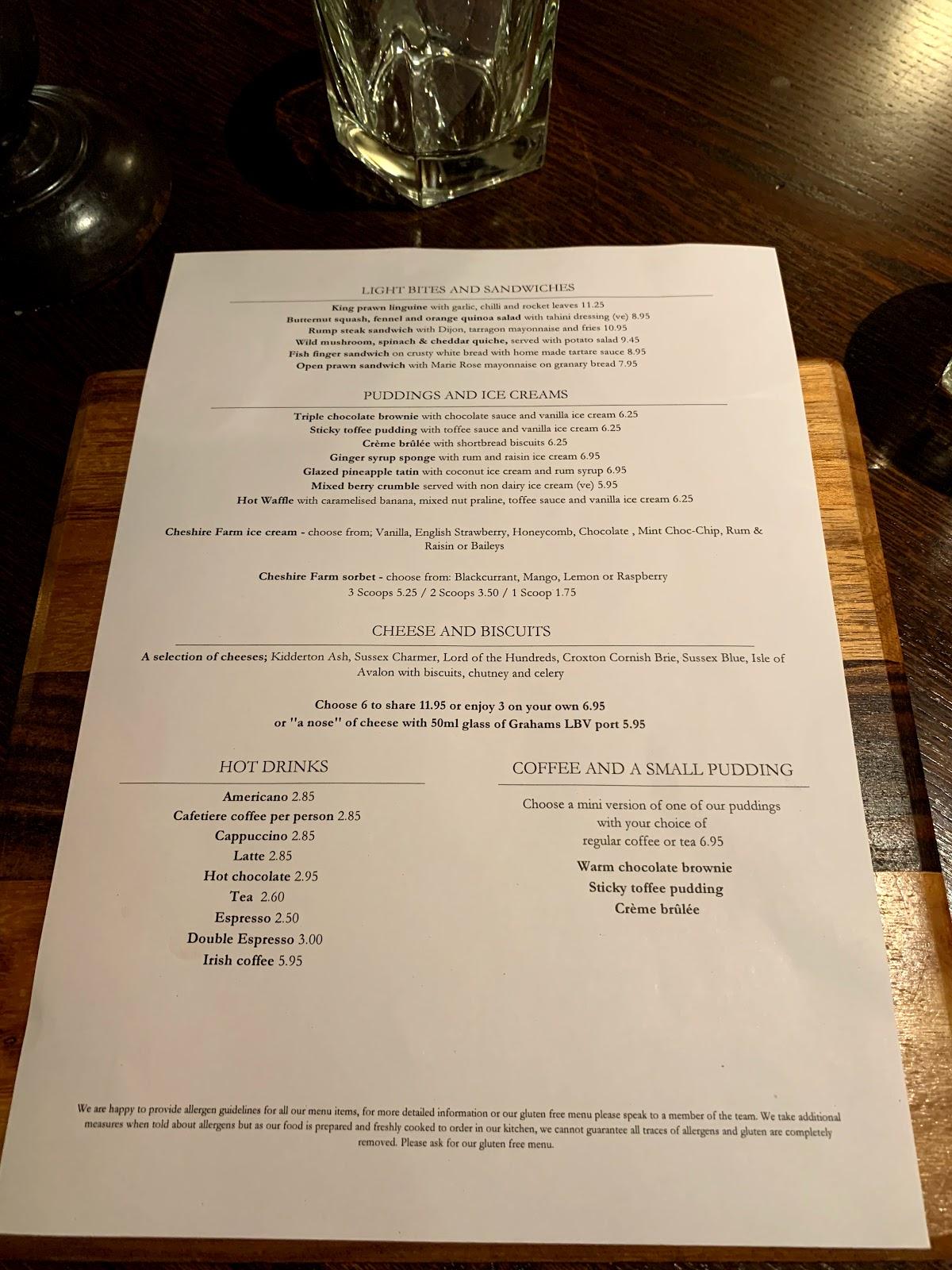 Menu at The Bolney Stage pub & bar, Bolney