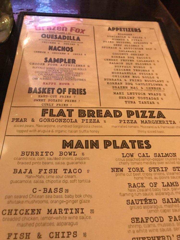 Carta del pub y bar The Brazen Fox, White Plains