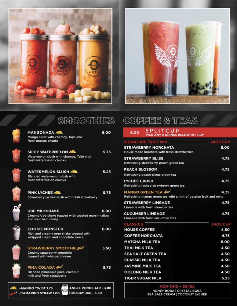 Menu at Zero Degrees fast food, Davie