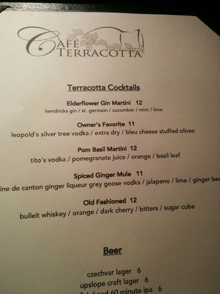 Menu at Cafe Terracotta, Littleton