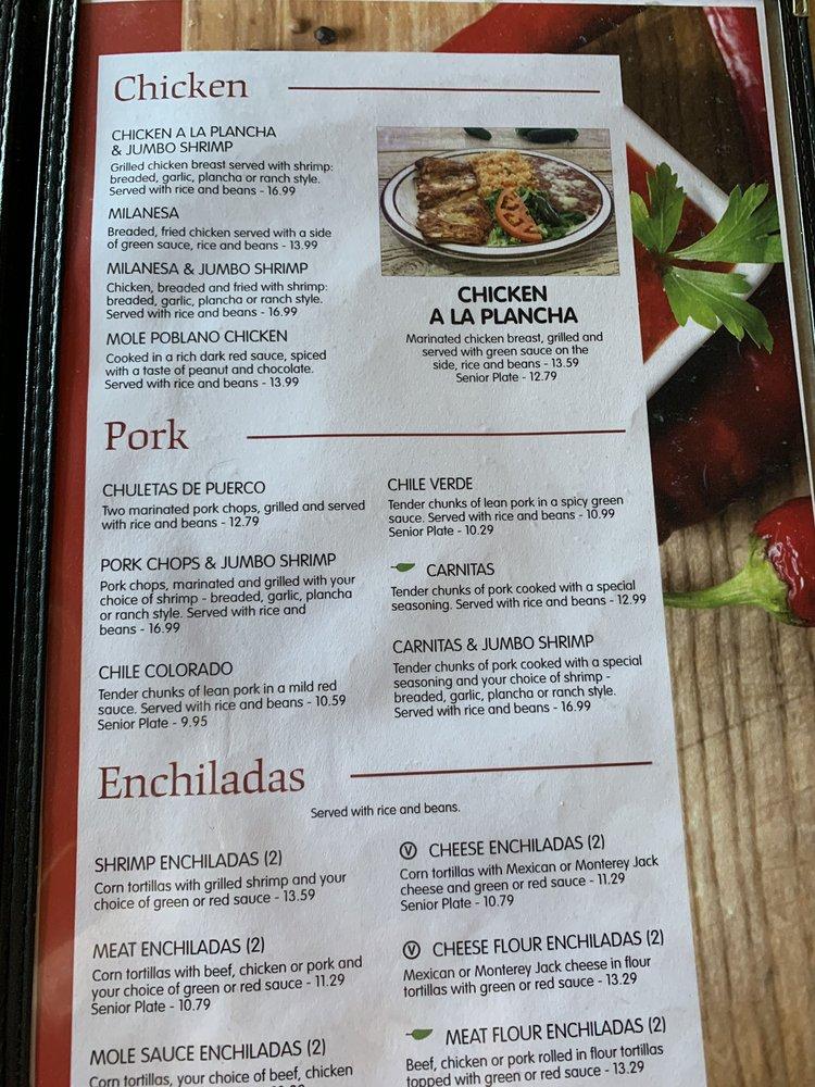 Menu at El Rosal restaurant, Patterson