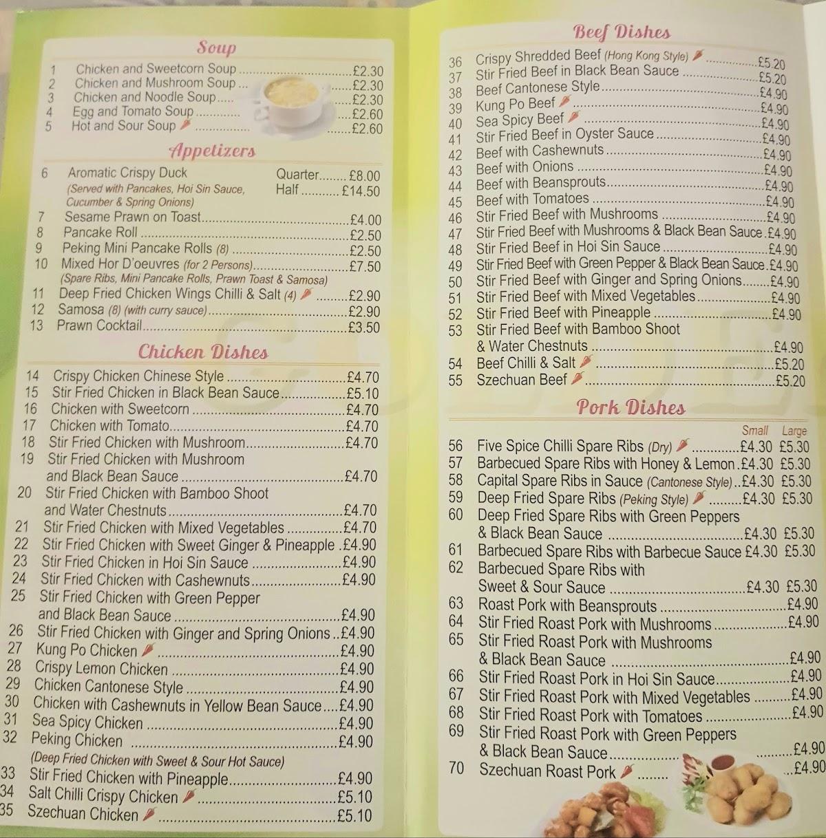 Menu at Golden Chau fast food, Loughborough, 80 Derby Rd