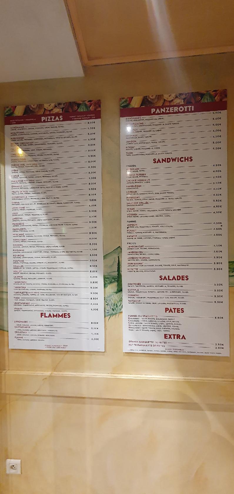 Menu au Le Manassas fast food, Jœuf