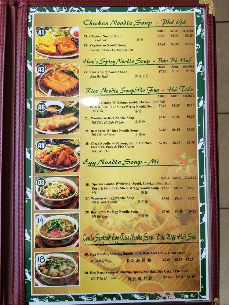 Menu at Pho Saigon City 2 restaurant, Pleasant Hill