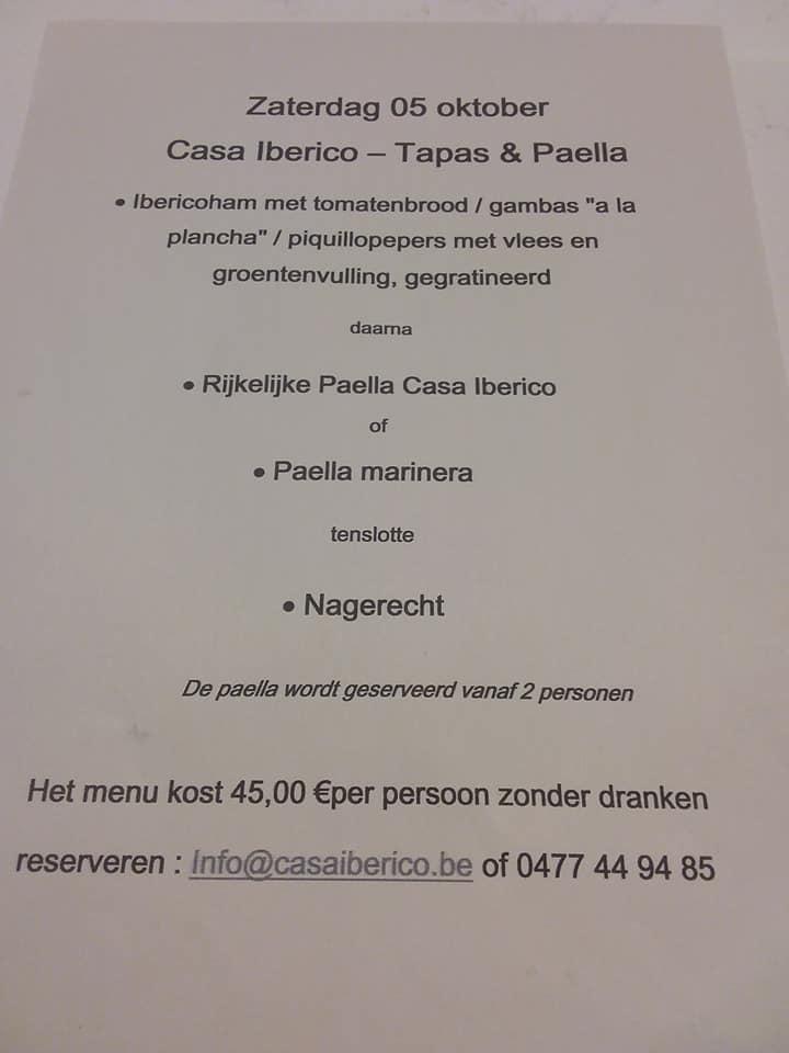 Menu at Casa Iberico, Diest