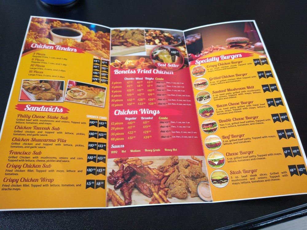 Menu at Crispy's Resto Grill restaurant, Ottawa