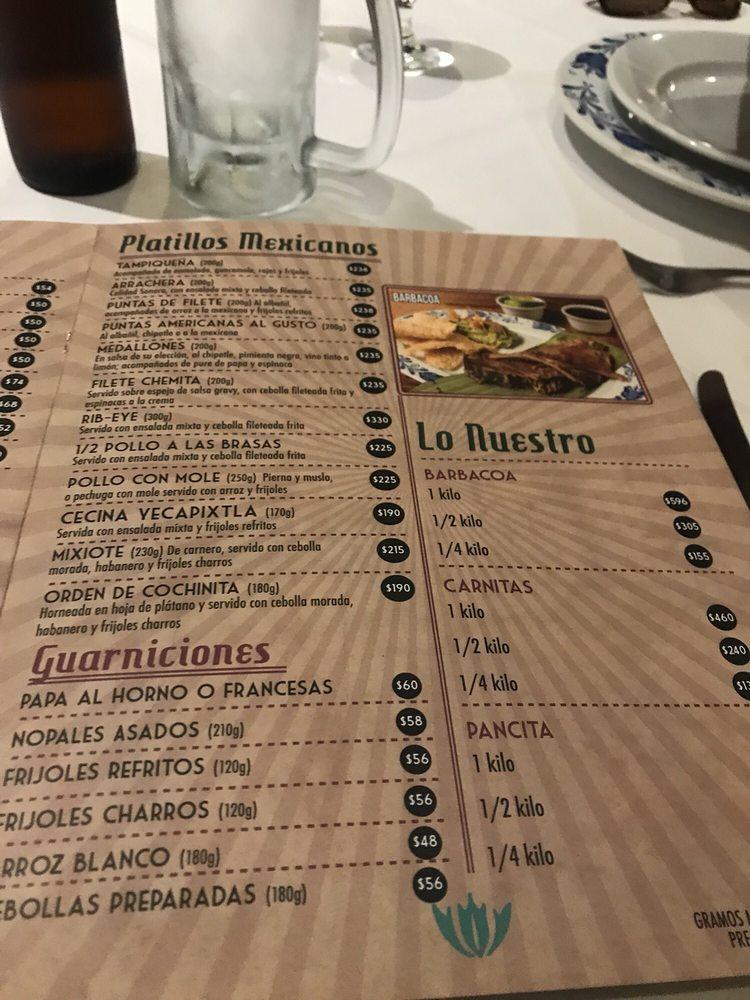Menu at Barbacoa de Santiago, Mexico City, Avenida San Antonio #57