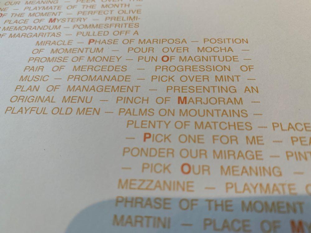Menu at POM Restaurant, Indio, 84-245 Indio Springs Dr