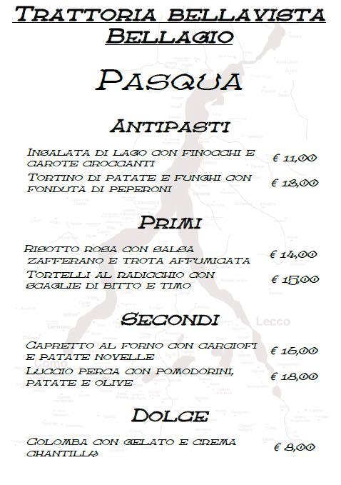 Menu at Ristorante Trattoria Bellavista, Bellagio